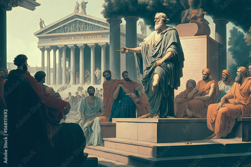 Ilustração the trial of Socrates in the agora, as depicted by Plato. It ...