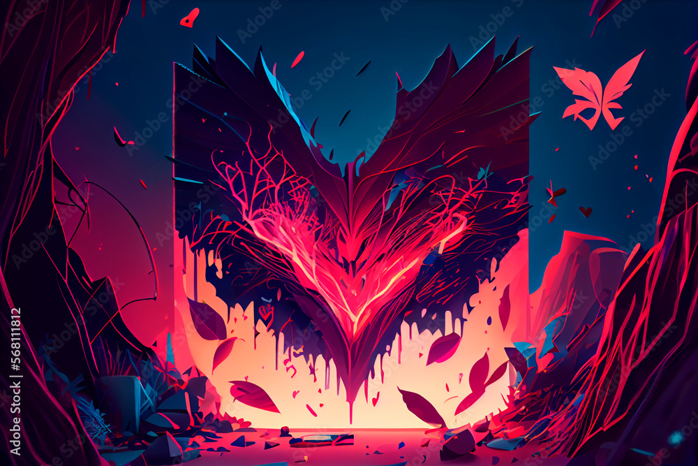 Abstract background with a heart in the middle of the illustration ...