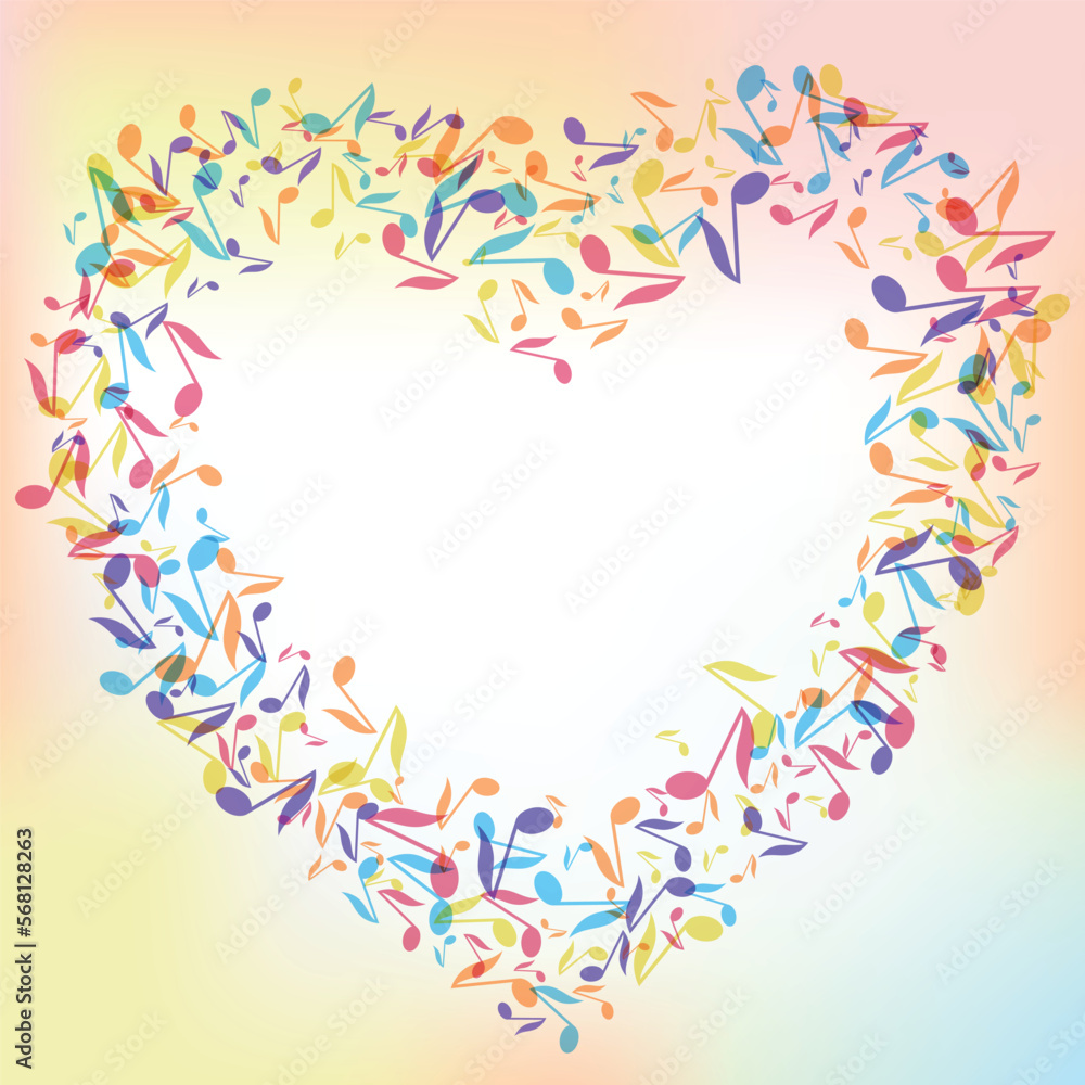 Colorful Music notes border frame. Vector Illustration background Stock ...