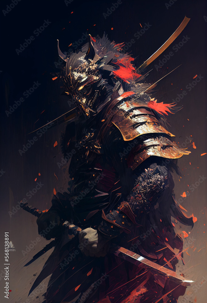 AI Ancient Samurai ready for battle to kill Japanese demons. It is ...