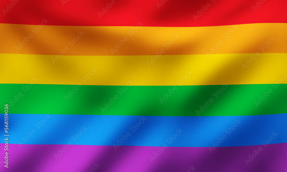 Waving Rainbow Flag, Also Known as the Gay Pride Flag, a Symbol of LGBT ...
