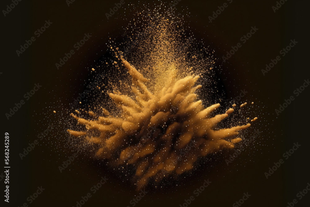 Ilustración de Stock eruption of gold powder particles. Golden texture ...