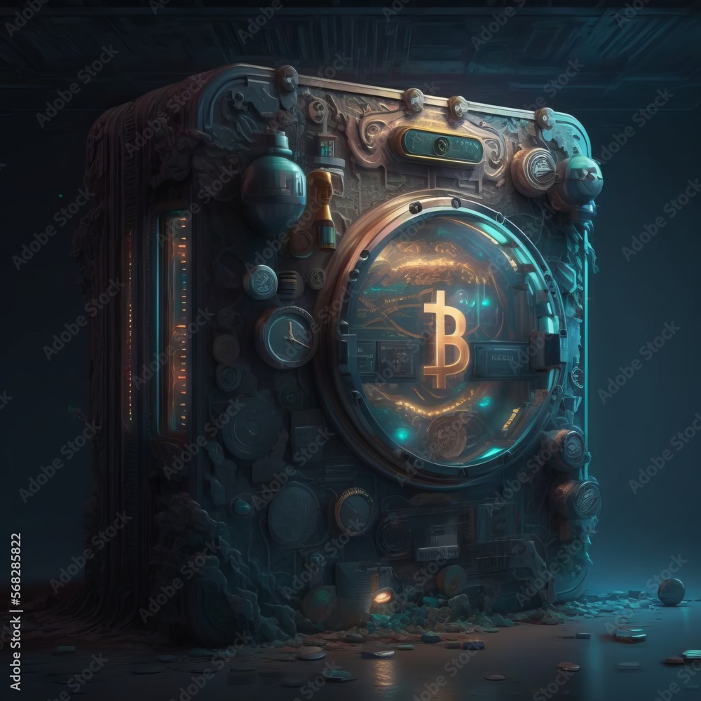 Bitcoin Safe Vault Logo Vector Illustration with Backdrop - Safety ...