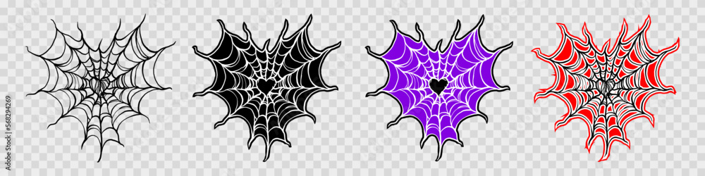 Spider web in shape of heart. Spiderweb in gothic design for Valentine ...