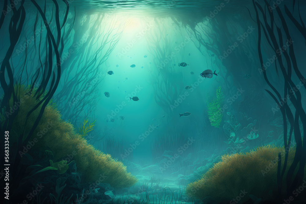 Backdrop of a lake or other body of fresh water when diving; background ...