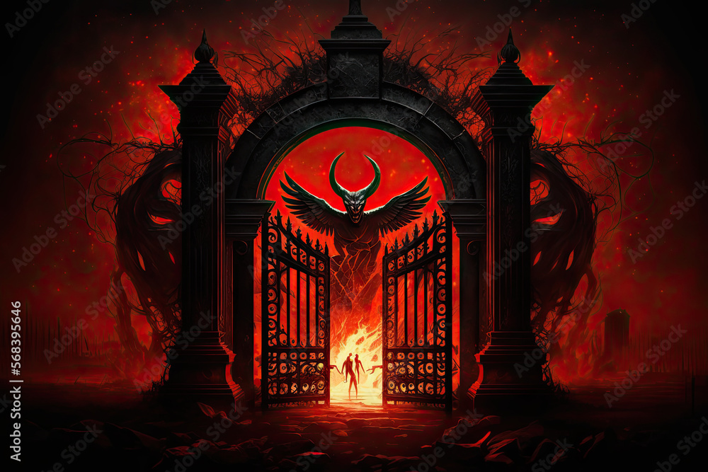 The gates of Hell. Generative AI. Stock Illustration | Adobe Stock