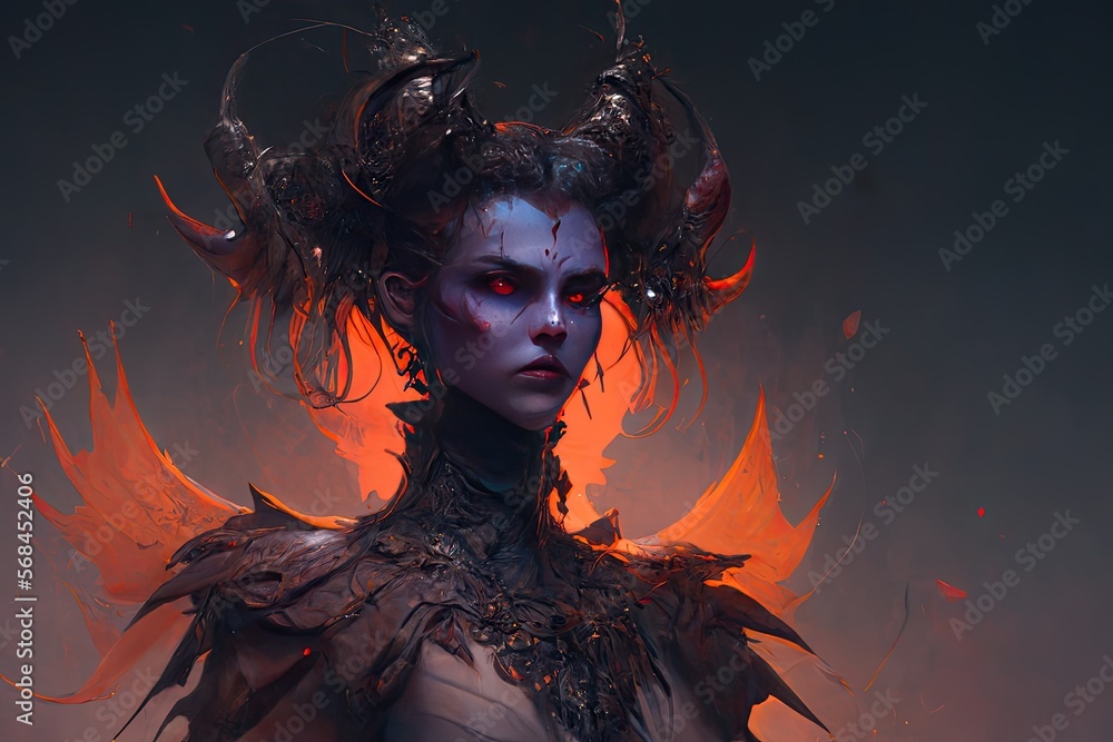 Portrait of evil female demon goddess, generative ai art Stock Illustration | Adobe Stock