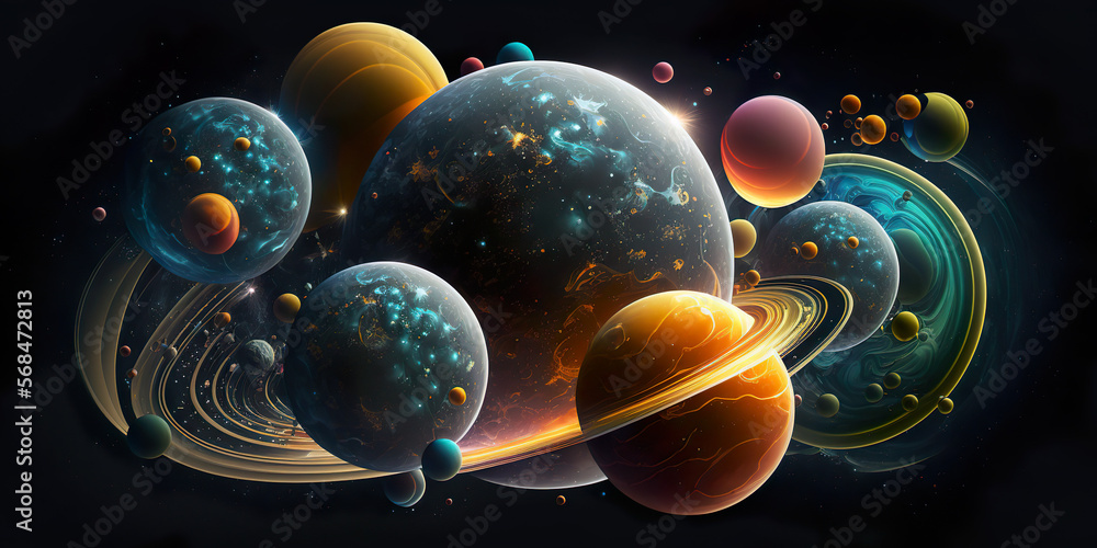 Ilustración de Stock Universe represented in all dimensions in one ...
