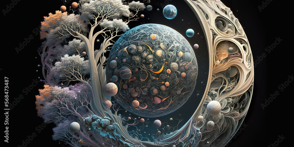 Universe represented in all dimensions in one illustration. From the ...