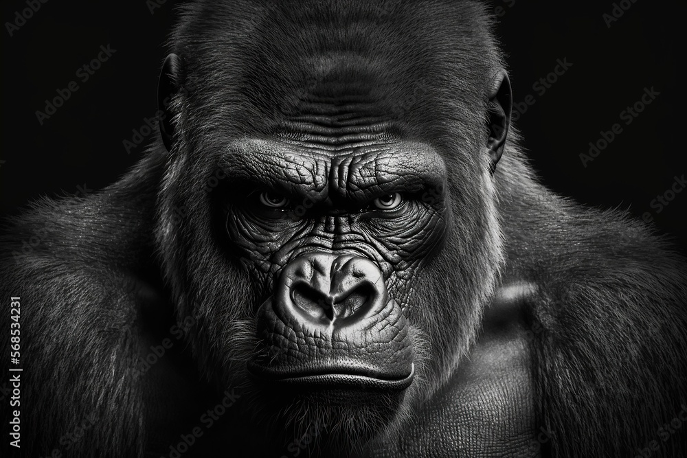 Illustration Stock Portrait face powerful dominant male gorilla on ...