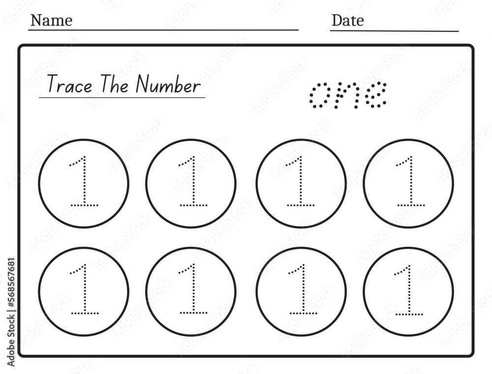 Writing practice number one printable worksheet for preschool ...