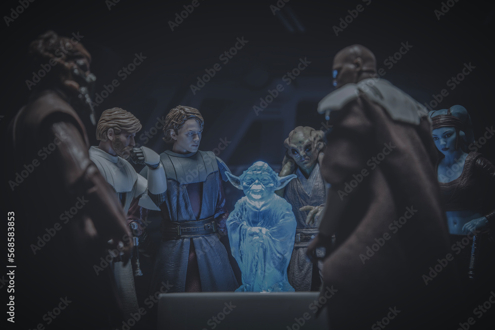 Fotografie NEW YORK USA, FEB 8 2023: scene from Star Wars The Clone ...