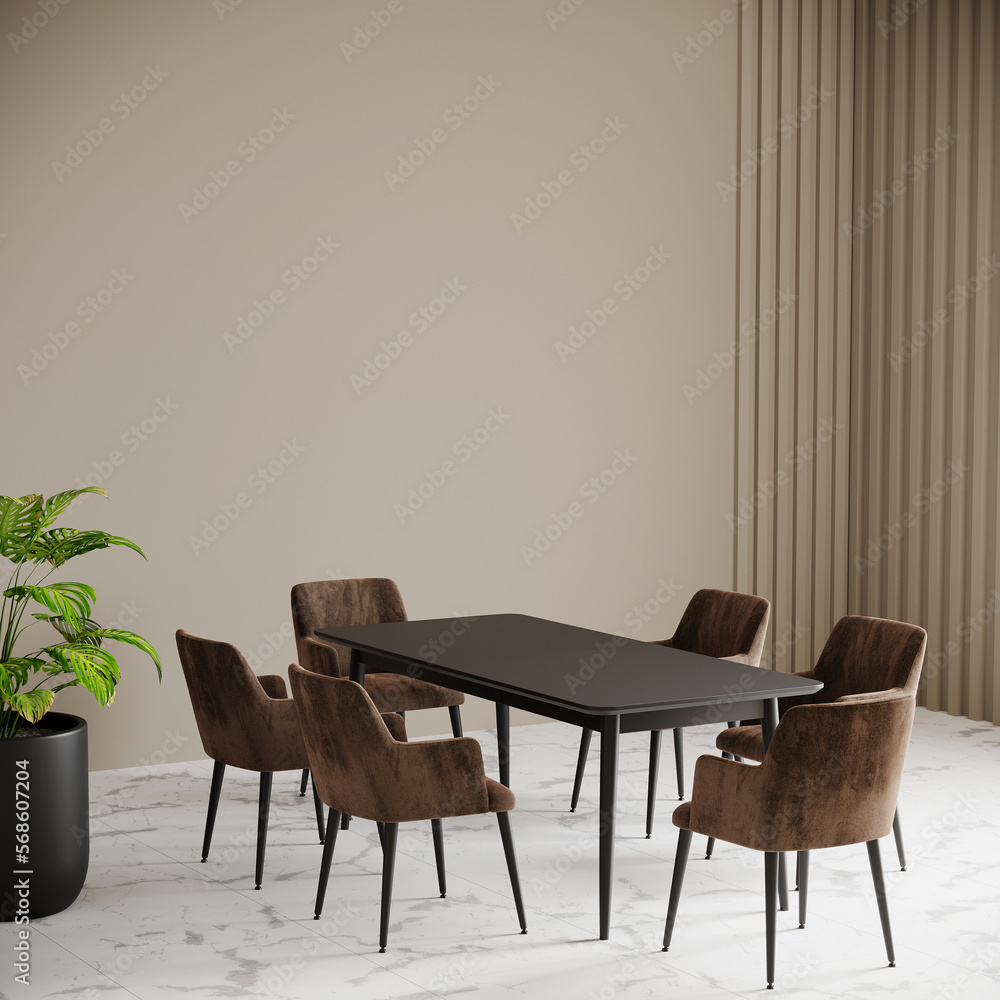 Dining room in warm tone - brown, beige, milky, ivory taupe colors ...