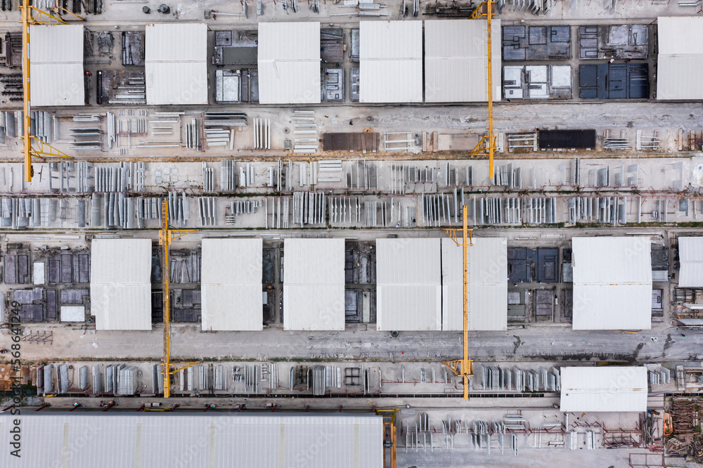 Aerial top view of Precast concrete wall panel for construction ...