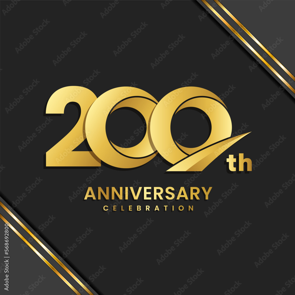200th anniversary logo design with golden color for anniversary ...