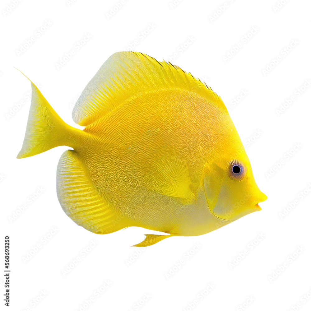yellow tang fish isolated on transparent background cutout Stock ...