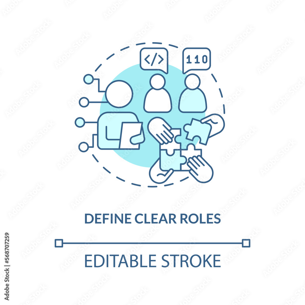 Define clear roles turquoise concept icon. Job description. IT staffing ...