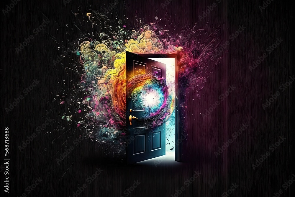 opening the door to succes abstract Futuristic science fiction concept ...