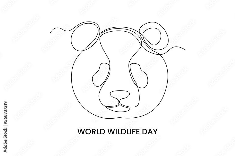 Continuous one line drawing a panda bear face. World wild life concept ...