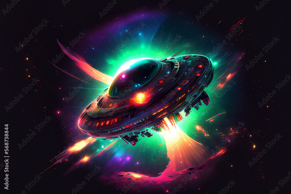 Stock-Illustration „UFO flying saucer spaceship from outer space which ...