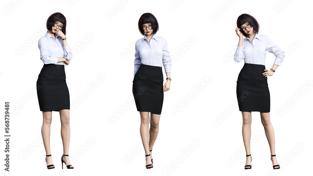Beautiful business woman standing in different poses wearing office ...