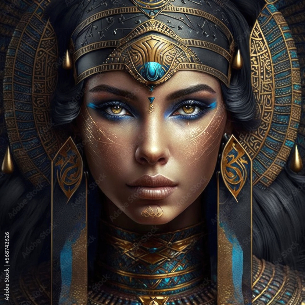 Beautiful ancient Egyptian queen Cleopatra closeup, generative AI 스톡 ...