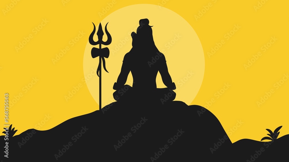Lord Shiva silhouette, maha Shivaratri banner Stock Illustration ...