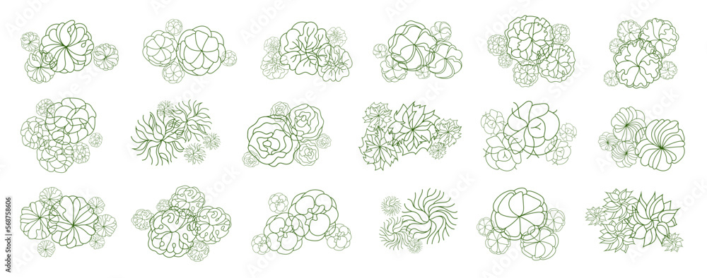 Vektor Tree for architectural floor plans. Entourage design. Various ...