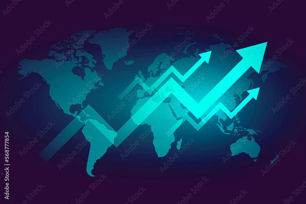world map with arrows Stock Illustration | Adobe Stock