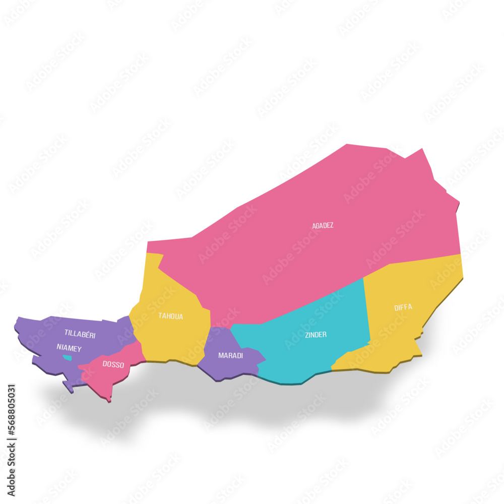 Niger political map of administrative divisions - regions and capital ...