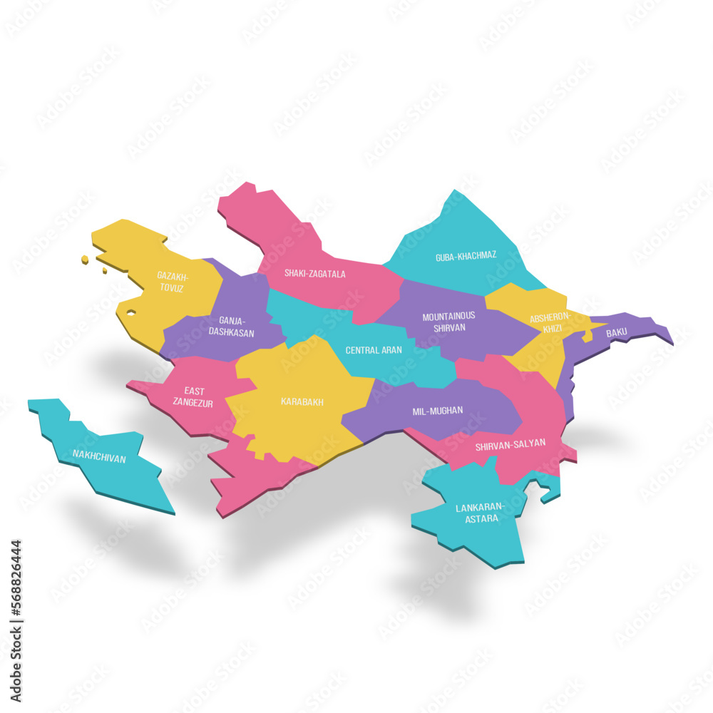 Azerbaijan political map of administrative divisions - districts ...