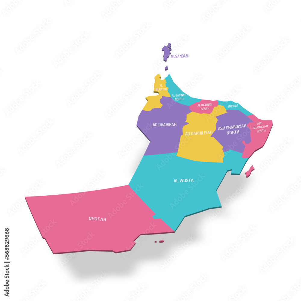 Stock-Vektorgrafik „Oman political map of administrative divisions ...