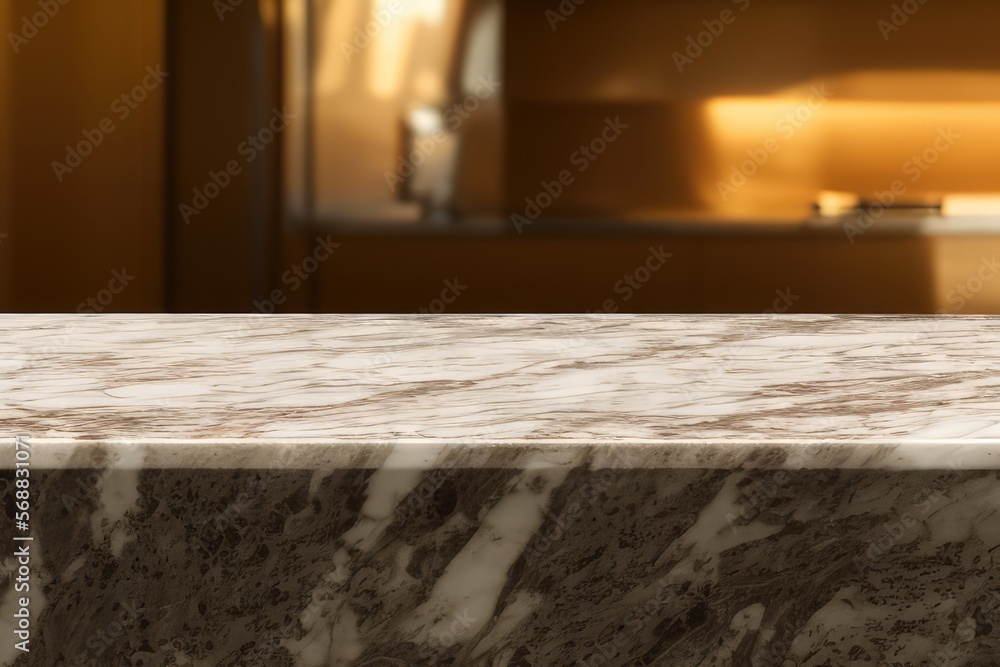High-Resolution Mock-Up Image of an Empty Marble Table on a Kitchen ...