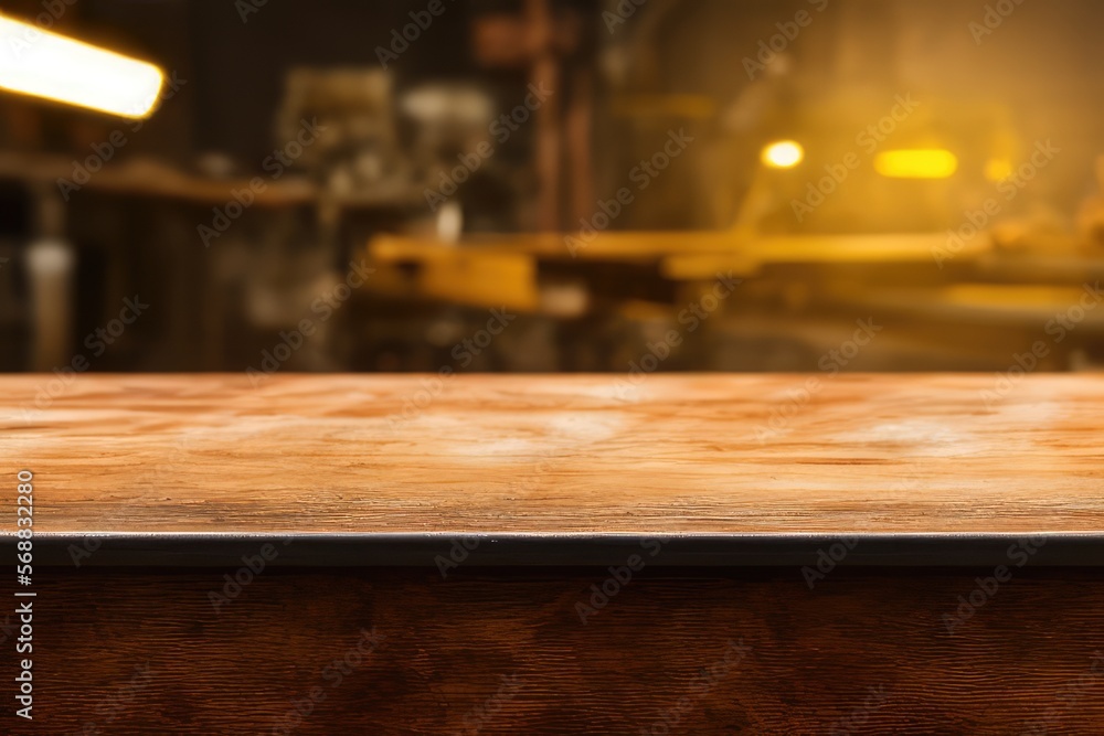 High-Resolution Mock-Up Image of an Empty Wooden Workbench Table on a ...