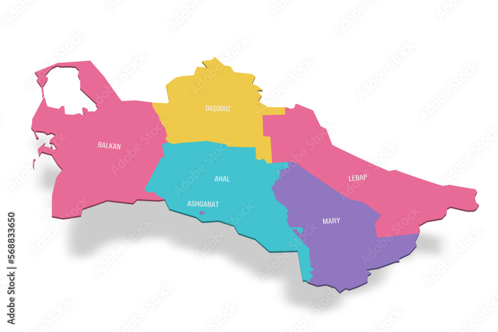 Turkmenistan political map of administrative divisions - regions and ...