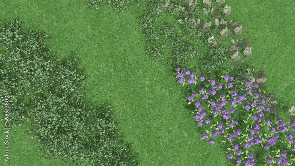 3D illustration of a modern landscape design of a city square. Computer ...