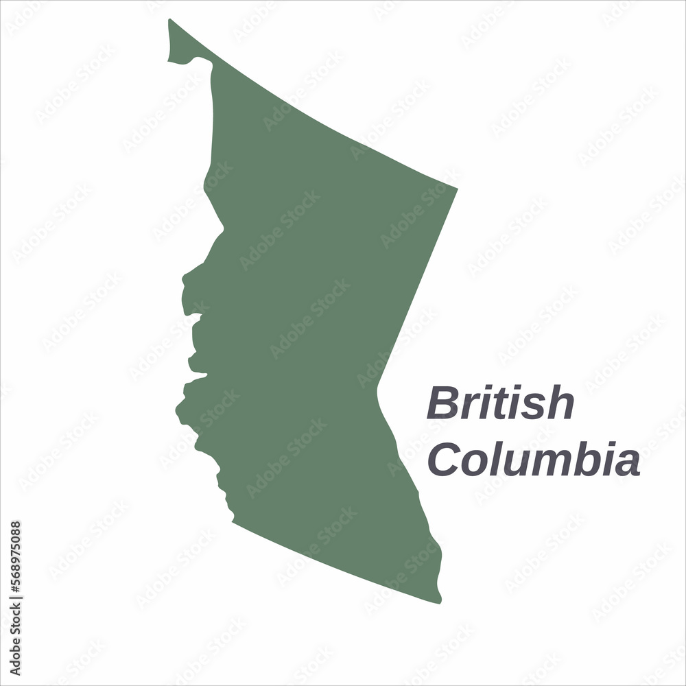 Outline drawing of British Columbia state map isolate on white ...