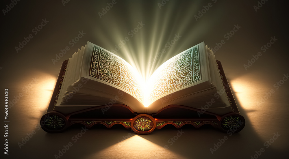 Holy quran with rays. digital ai art Stock Illustration | Adobe Stock