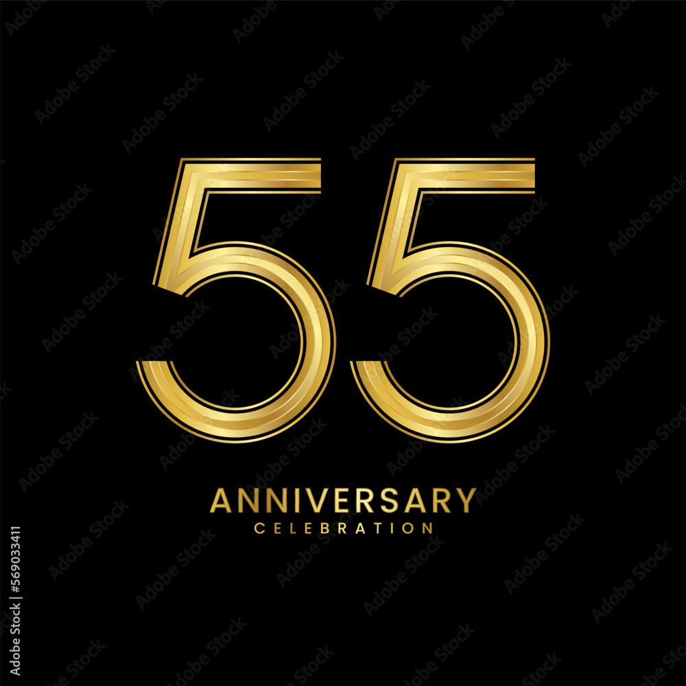 55th Anniversary celebration. Anniversary logo design with golden color ...