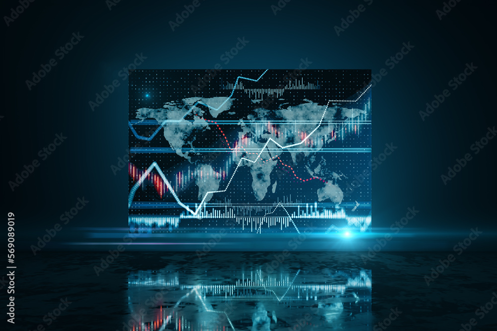 Statistics, investing and global stock market concept with virtual ...
