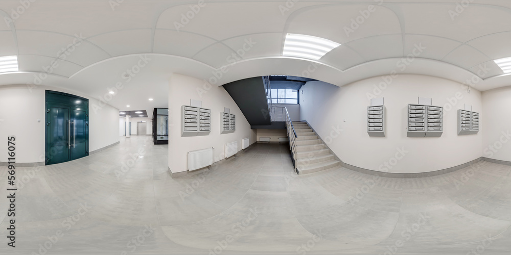 full seamless spherical hdri 360 panorama view in empty modern hall ...