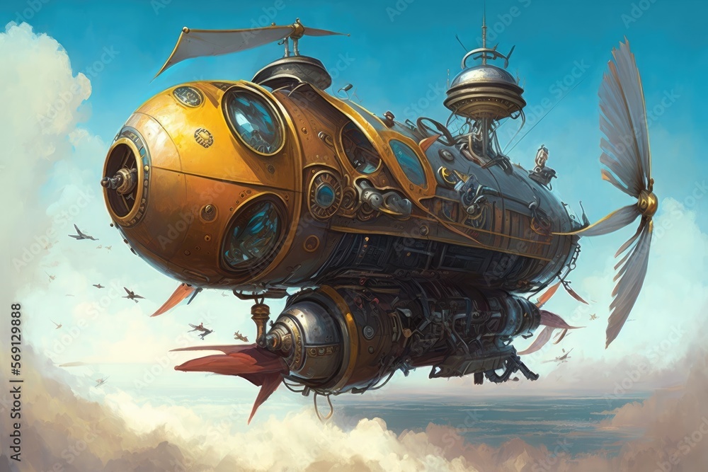 Futuristic gyrocopters powered by steam engines steampunk style ...