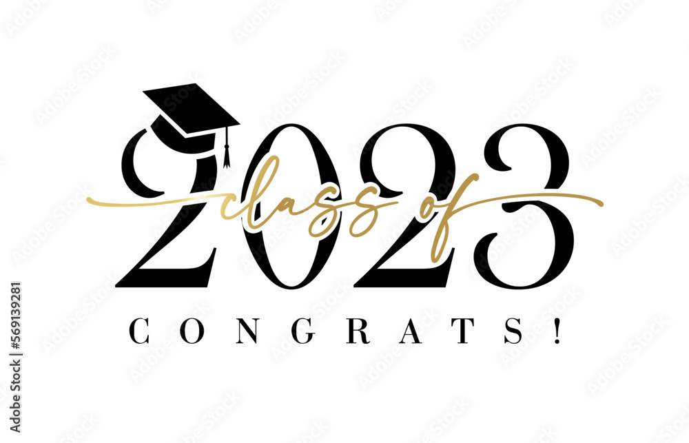 Class of 2023 with graduation cap. Congrats Graduation calligraphy ...