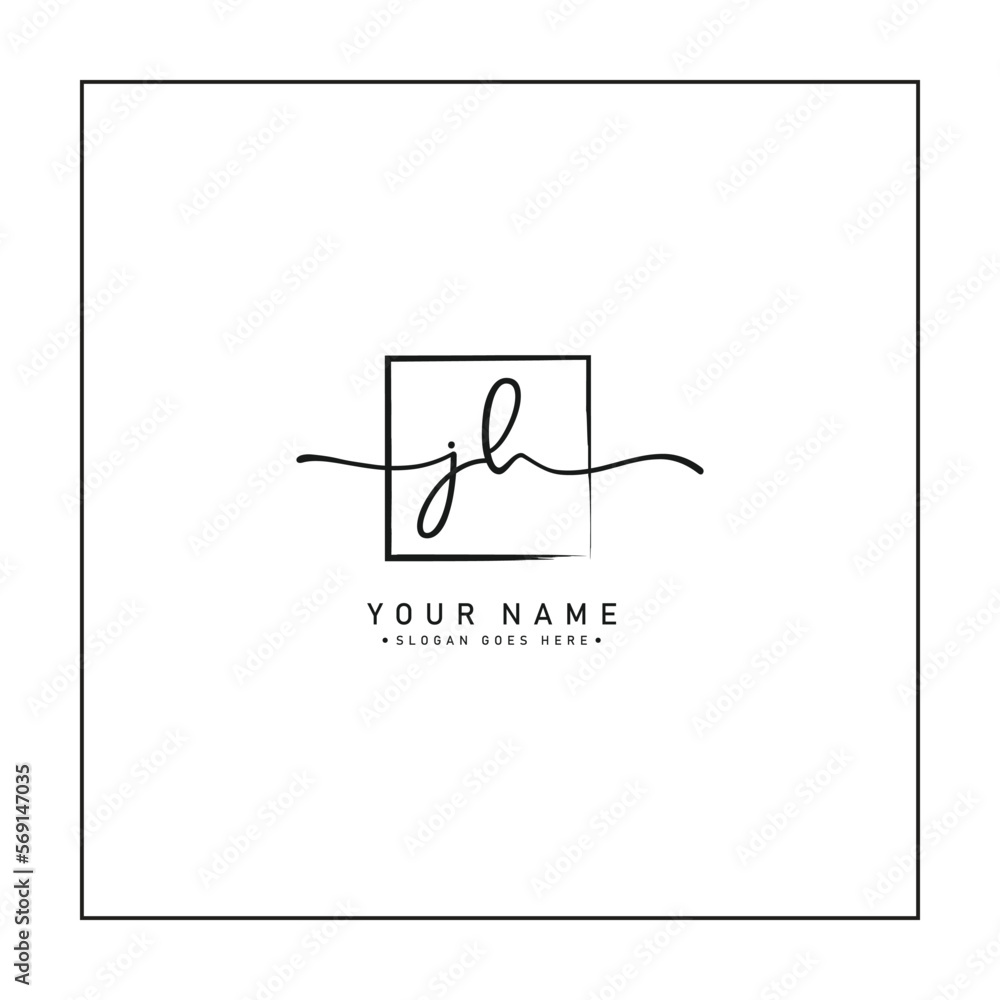 Initial Letter JH Vector Logo Template in handwritten Signature Style ...