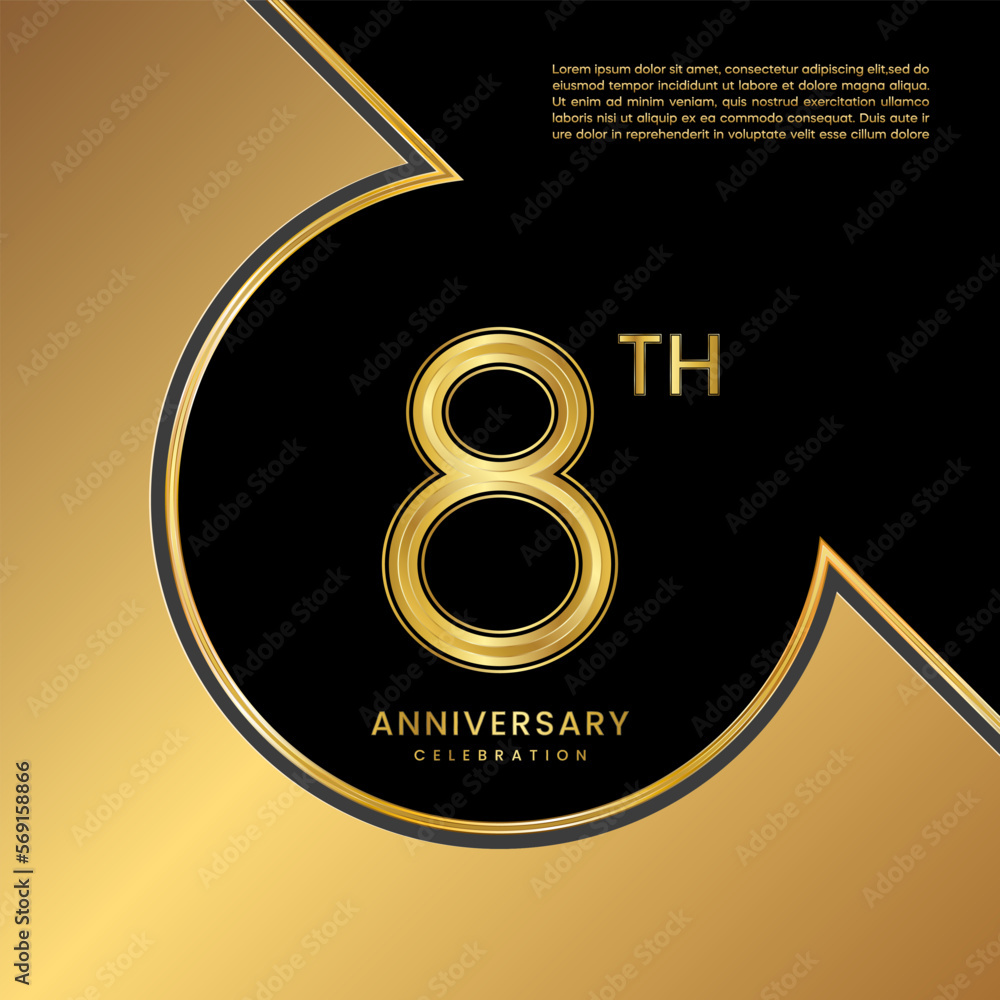 8th Anniversary Celebration. Logo design with gold color numbers for an ...