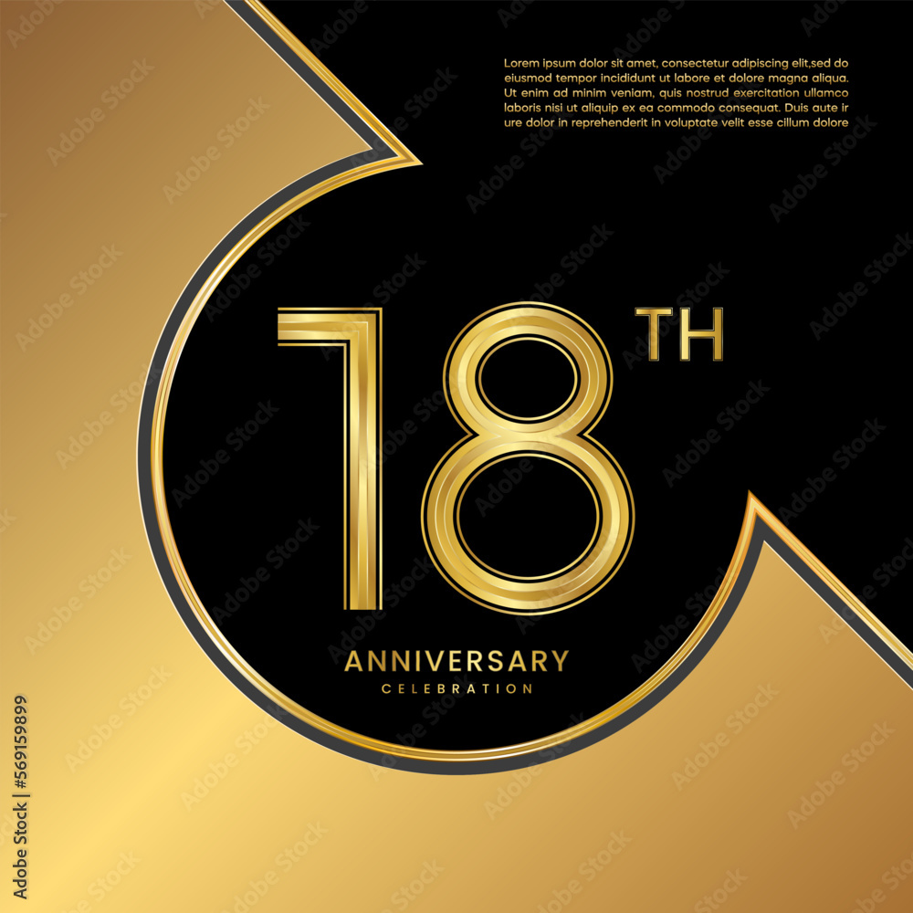 18th Anniversary Celebration. Logo design with gold color numbers for ...