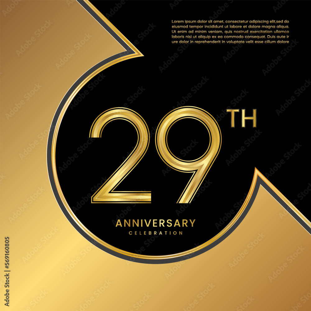 29th Anniversary Celebration. Logo design with gold color numbers for ...