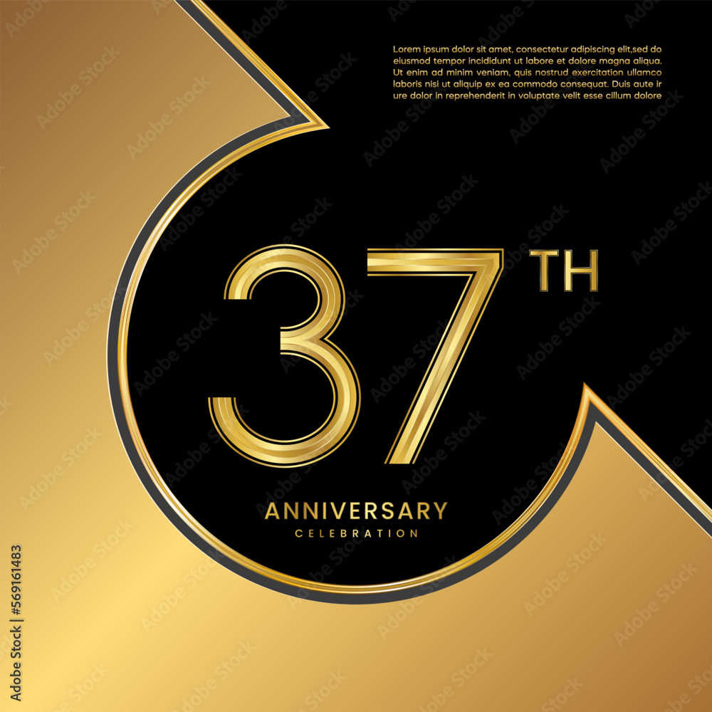 37th Anniversary Celebration. Logo design with gold color numbers for ...