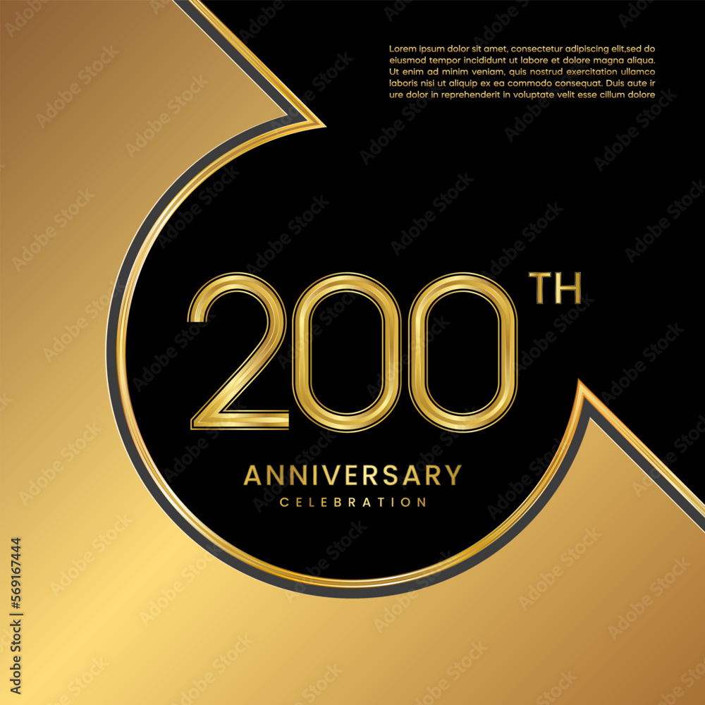 200th Anniversary Celebration. Logo design with gold color numbers for ...