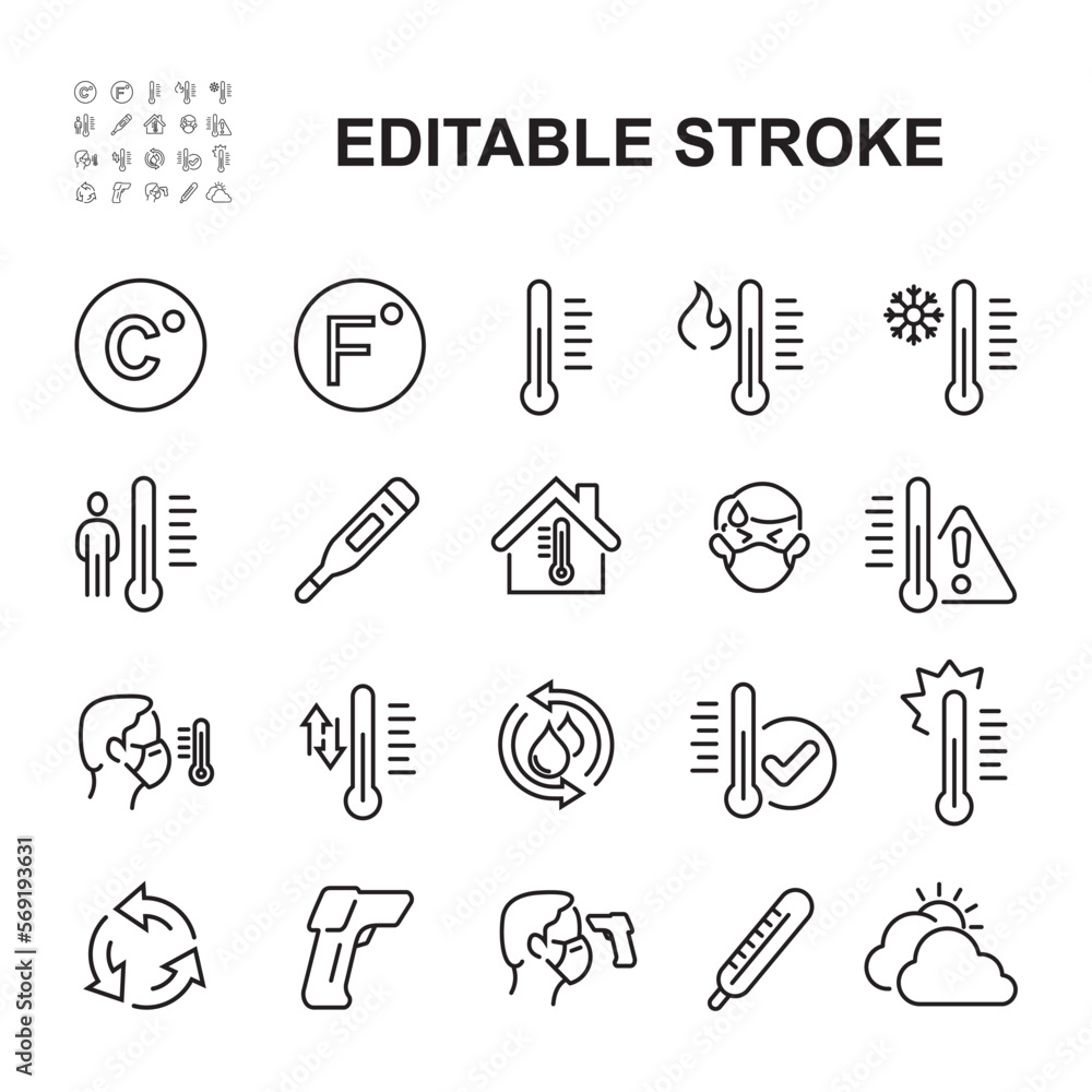 Simple Set of Temperature Related Vector Line Icons. Contains such ...